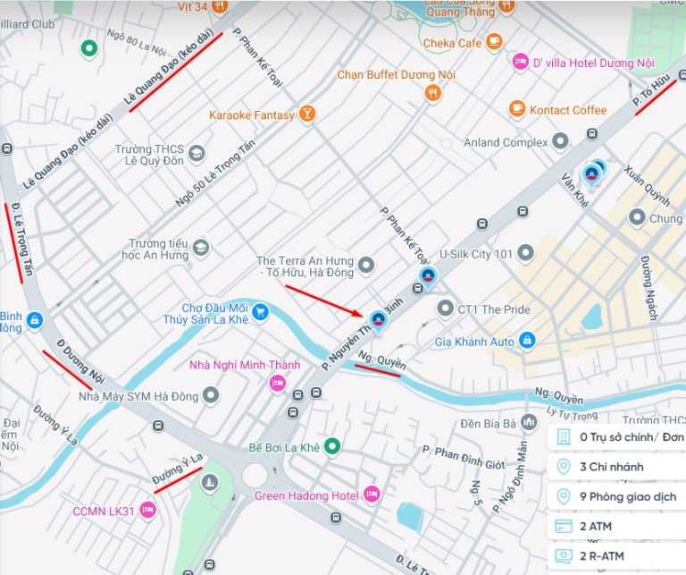 Danh sách chi nhánh ngân hàng Vietinbank Hà Đông - Hà Nội